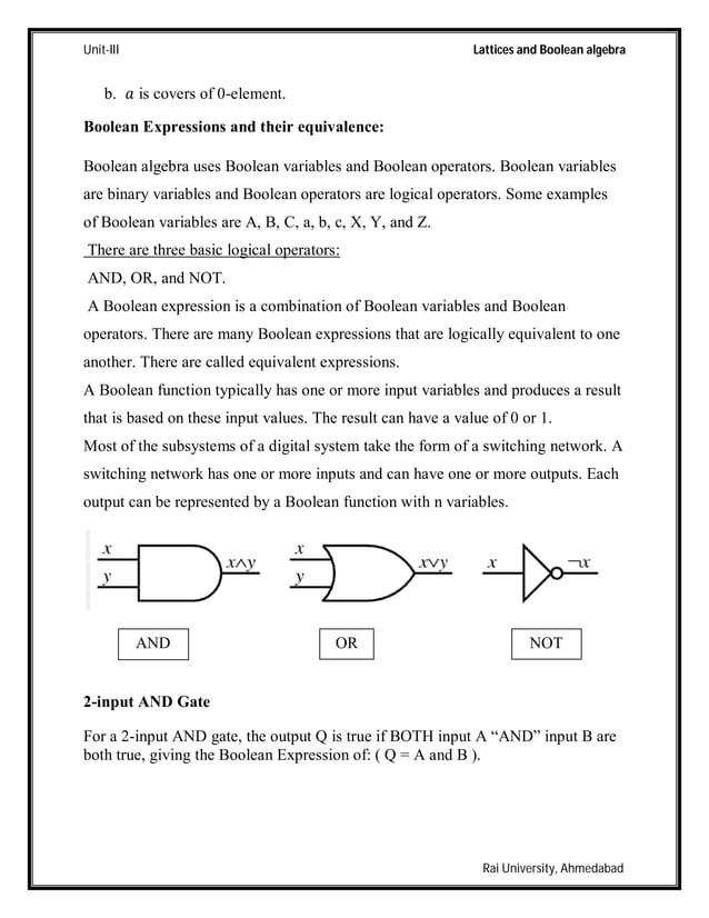 BCA_Semester-II-Discrete Mathematics_unit-iii_Lattices and boolean algebra | PDF
