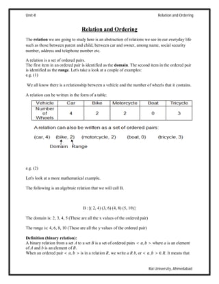 BCA_Semester-II-Discrete Mathematics_unit-ii_Relation and ordering | PDF