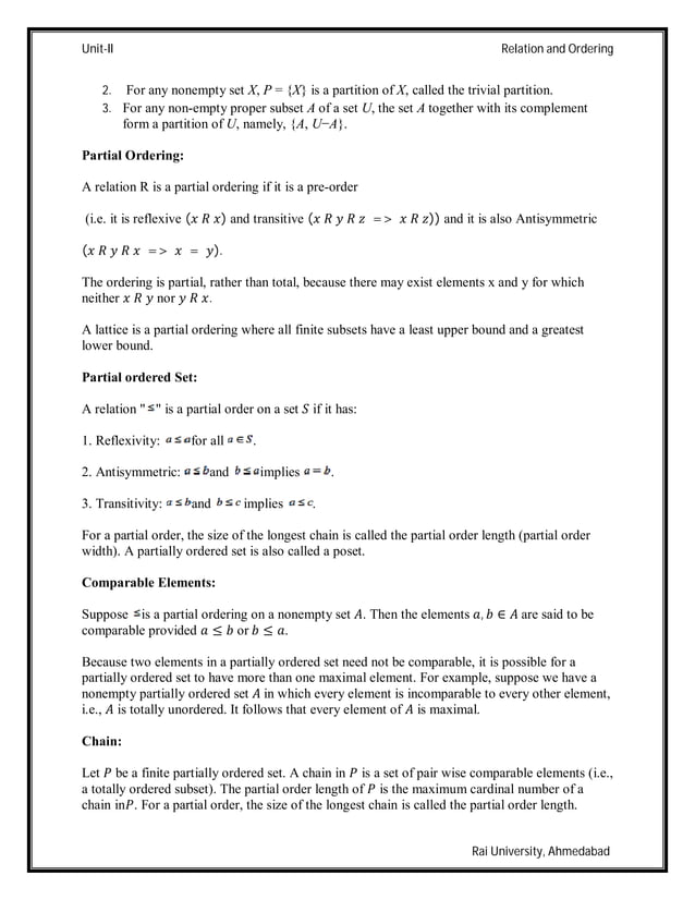 BCA_Semester-II-Discrete Mathematics_unit-ii_Relation and ordering | PDF