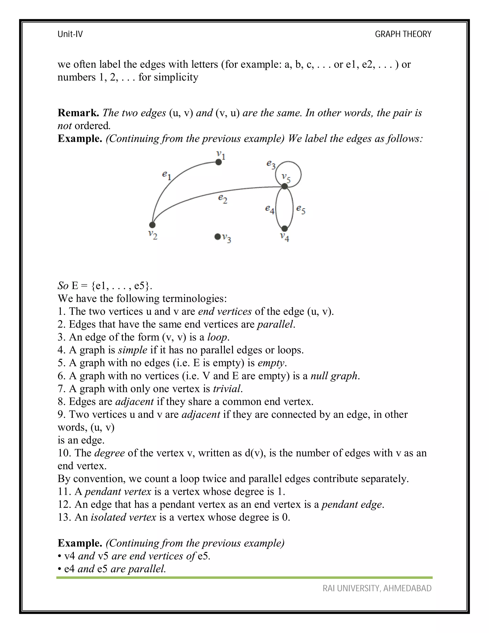 BCA_Semester-II-Discrete Mathematics_unit-iv Graph theory | PDF