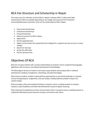 BCA Syllabus 2024 in Nepal under TU Faculty | PDF