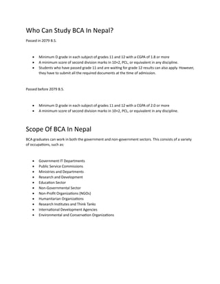 BCA Syllabus 2024 in Nepal under TU Faculty | PDF