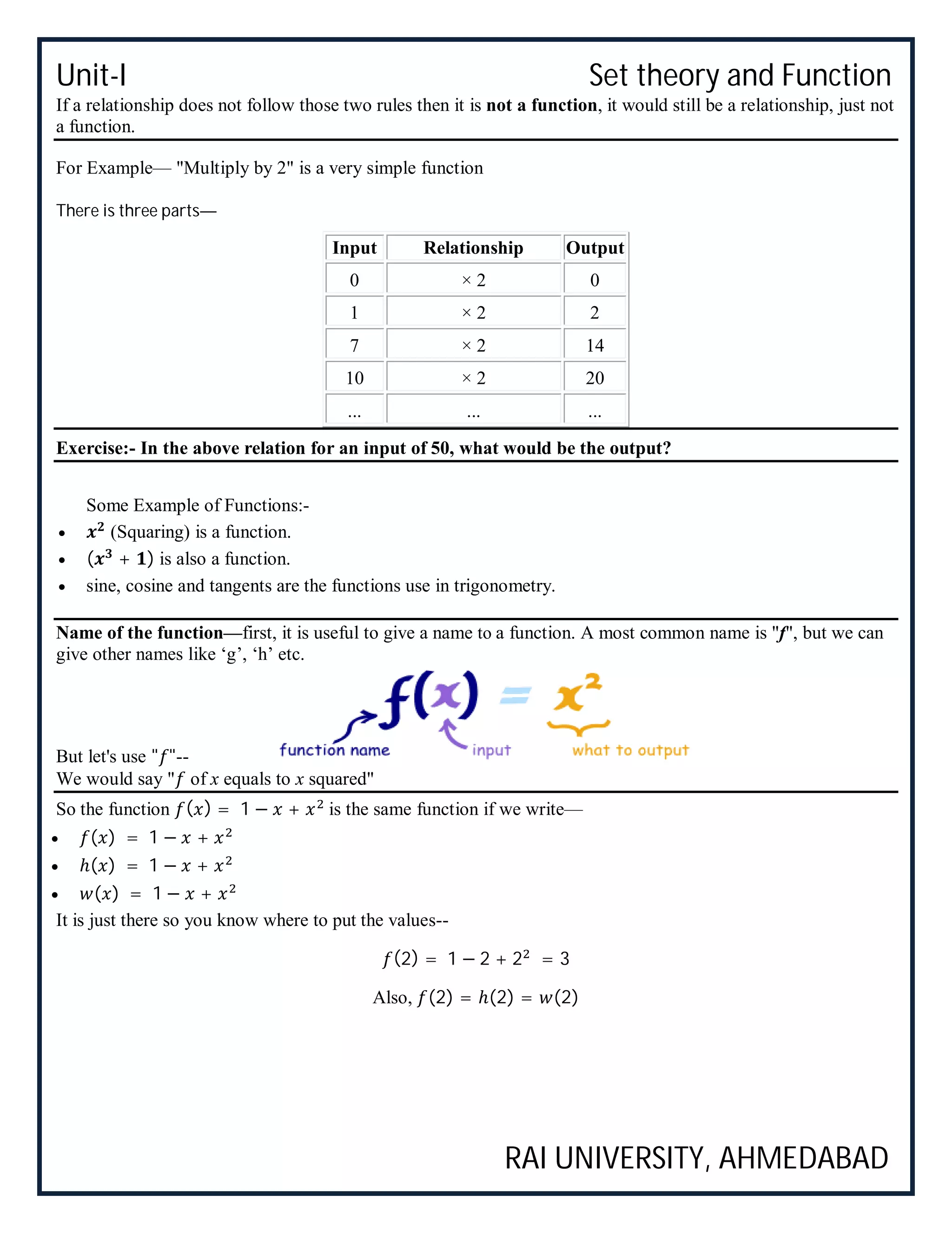 BCA_Semester-I_Mathematics-I_Set theory and function | PDF