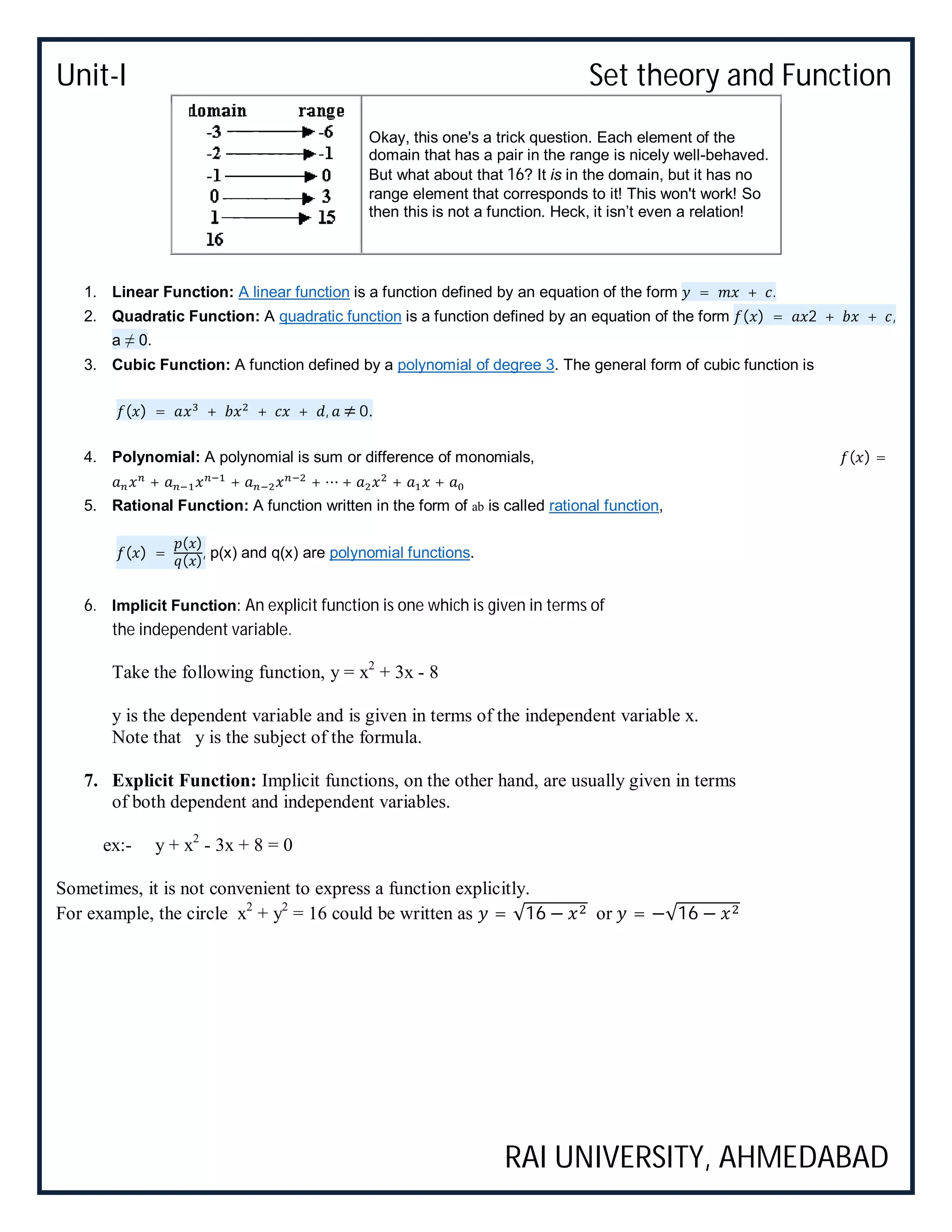 BCA_Semester-I_Mathematics-I_Set theory and function | PDF