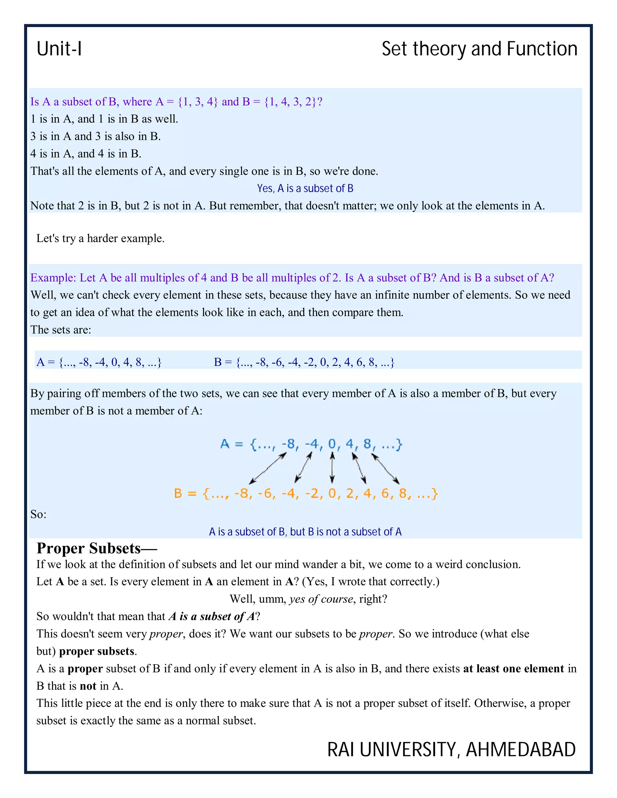 BCA_Semester-I_Mathematics-I_Set theory and function | PDF