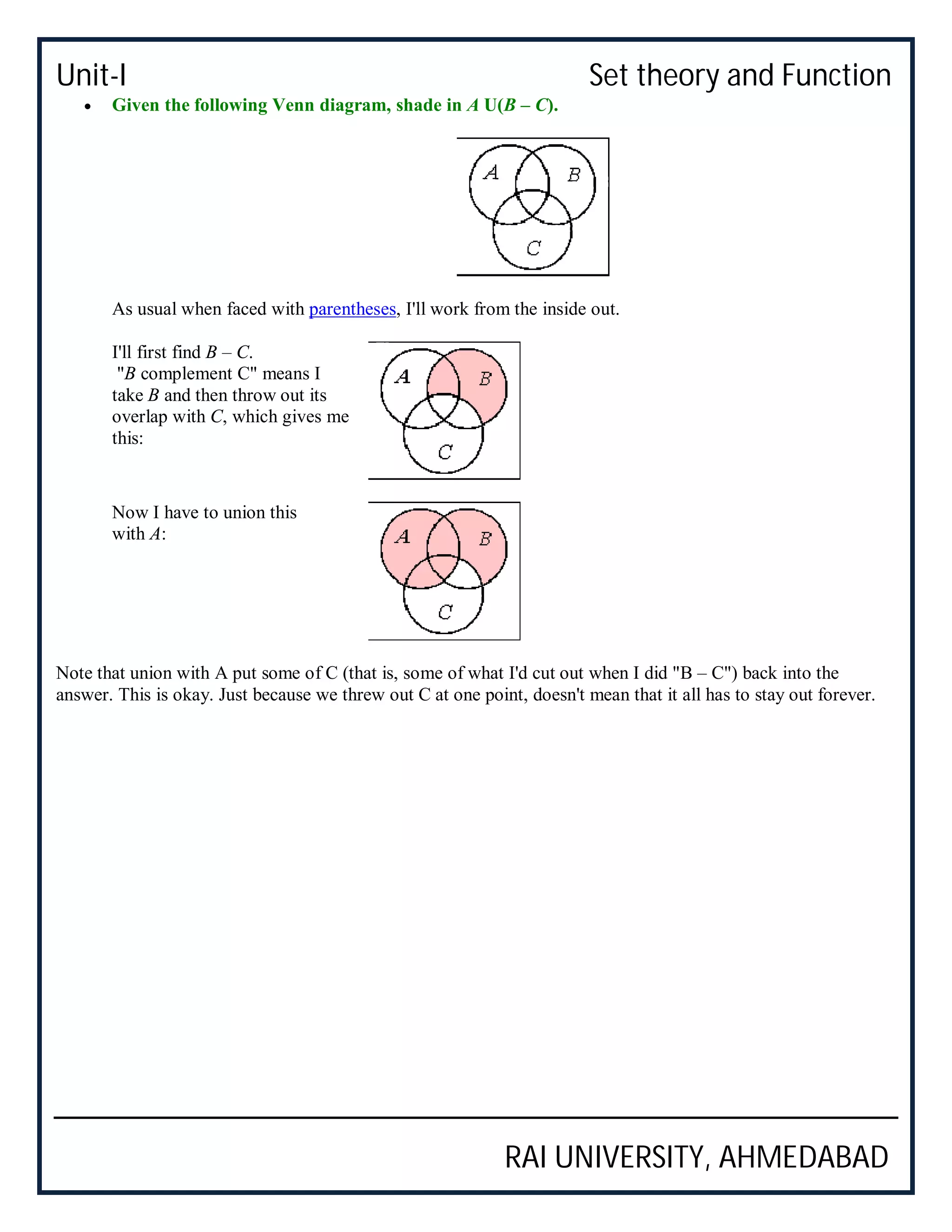 BCA_Semester-I_Mathematics-I_Set theory and function | PDF