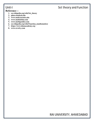 BCA_Semester-I_Mathematics-I_Set theory and function | PDF