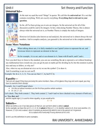 BCA_Semester-I_Mathematics-I_Set theory and function | PDF