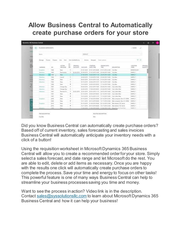 Business Central can automatically create purchase orders! | PDF
