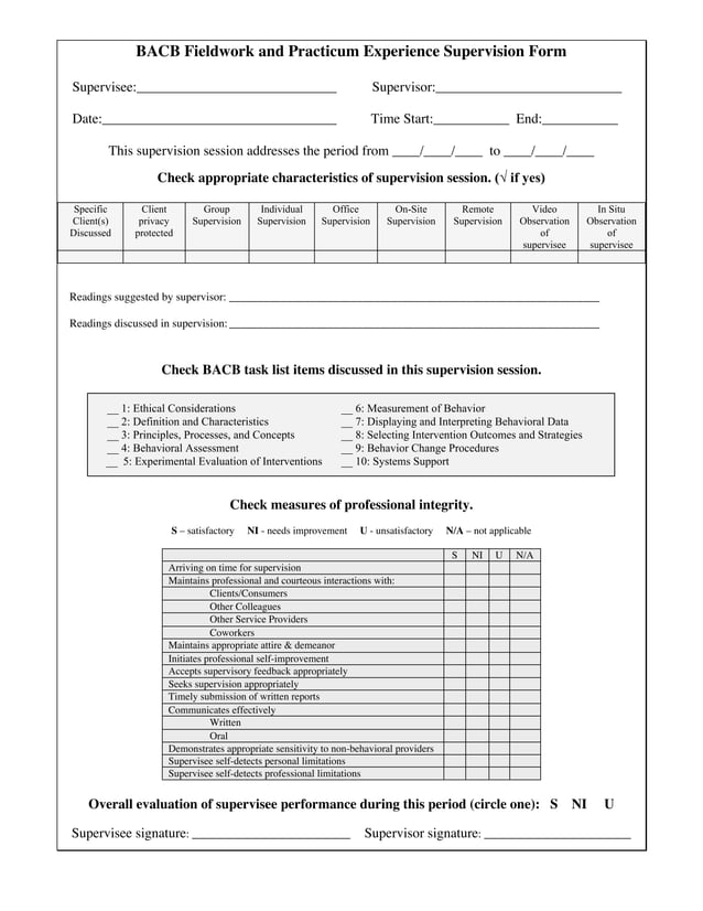 Bcba supervision form | PDF