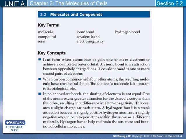 Biology 12 - Basic Chemistry - Section 2-1 and 2-2 | PPT