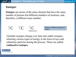 Biology 12 - Basic Chemistry - Section 2-1 and 2-2 | PPT