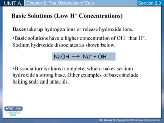 Biology 12 - Chemistry of Water and Carbon - Section 2-3 and 2-4 | PPT