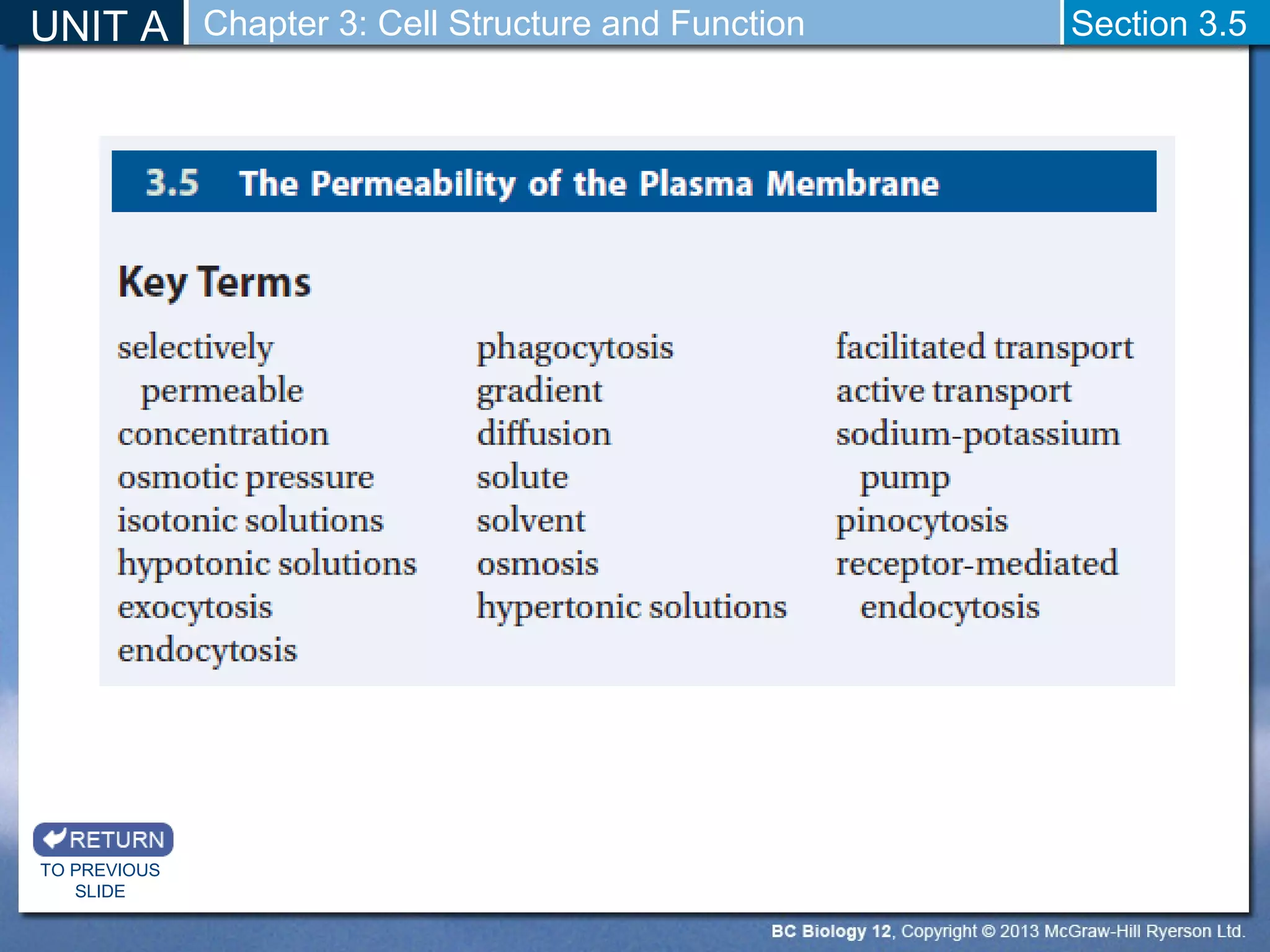 Selective Permeability Function