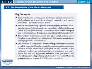 Biology 12 - Plasma Membrane Permeability - Section 3-5 | PPT
