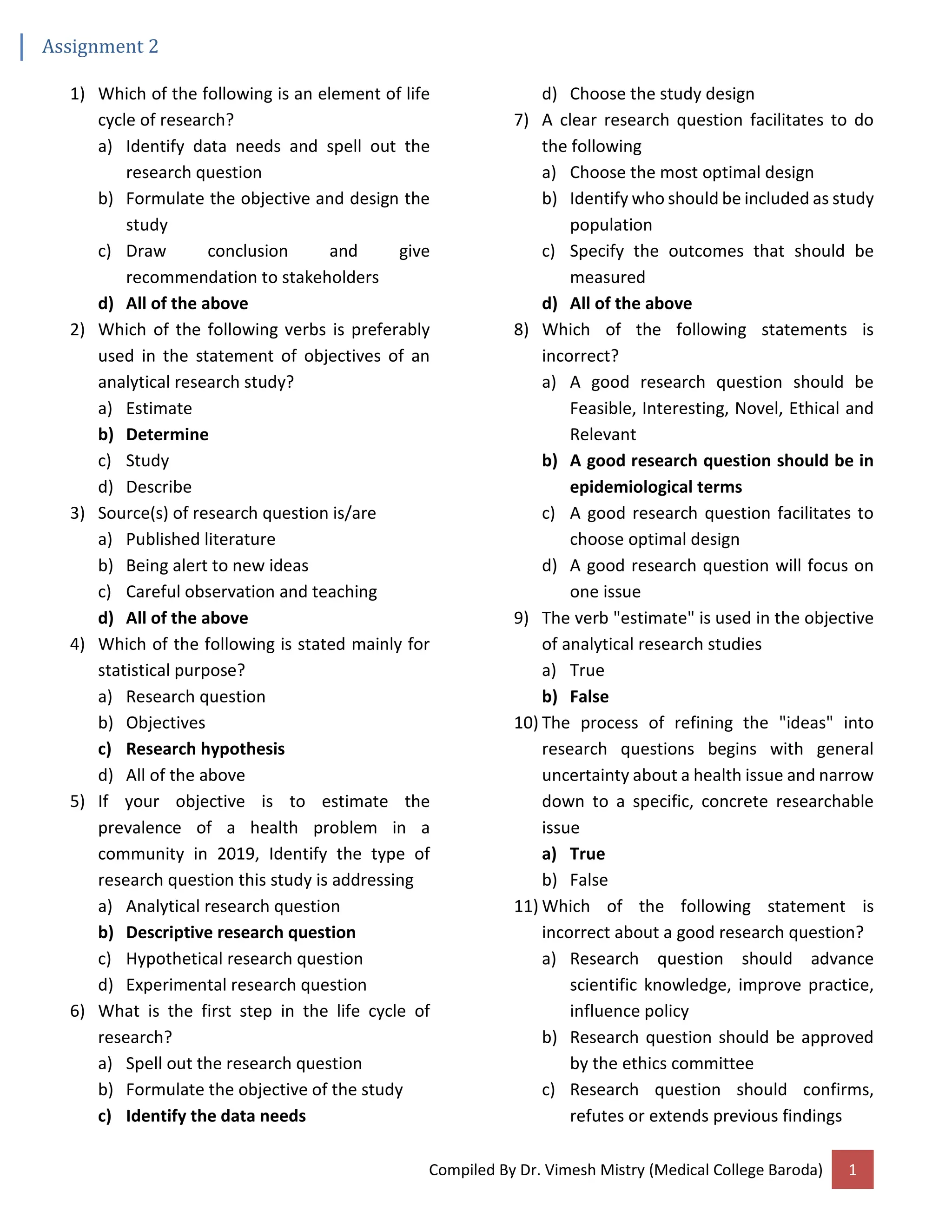 Basic Course in Biomedical Research MCQs with Answer | PDF