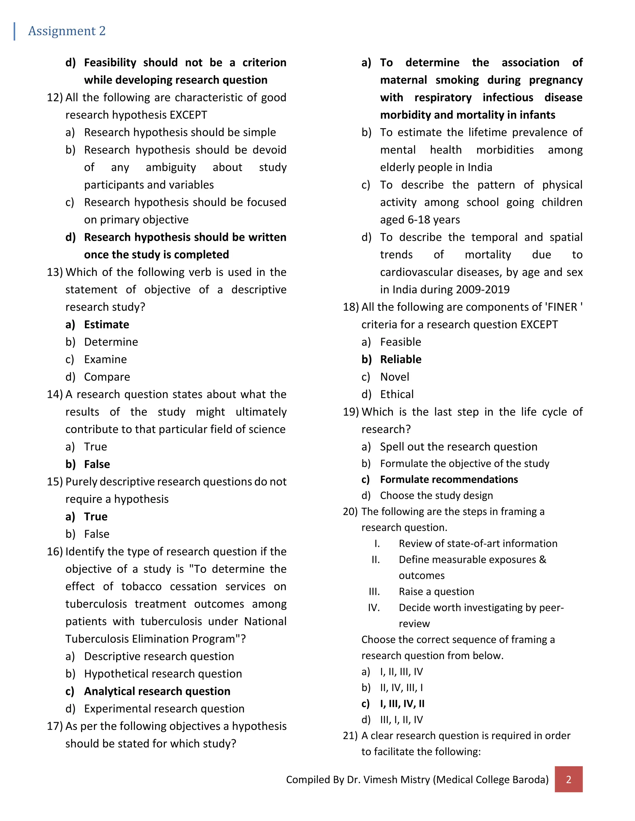 Basic Course in Biomedical Research MCQs with Answer | PDF