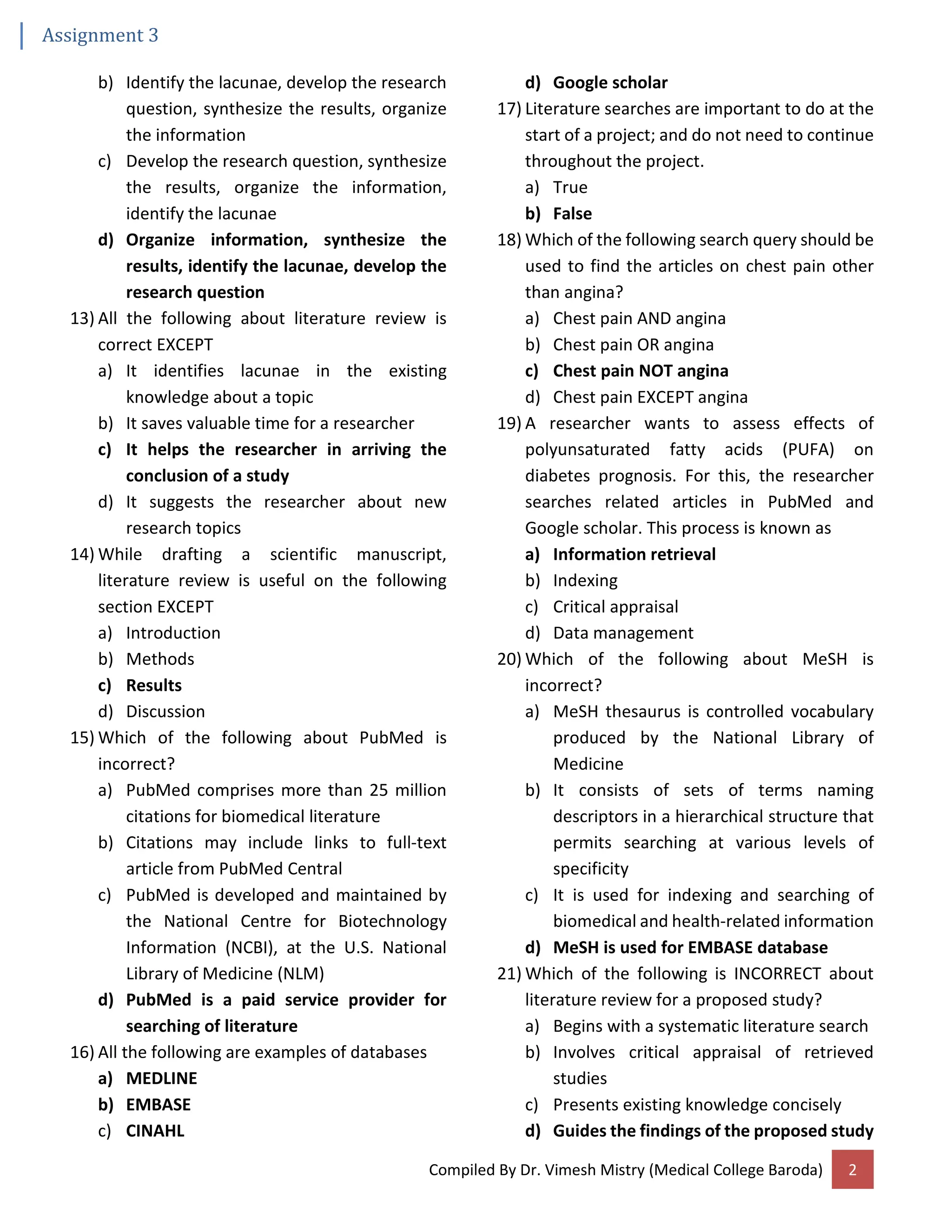 Basic Course in Biomedical Research MCQs with Answer | PDF