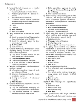 Basic Course in Biomedical Research MCQs with Answer | PDF