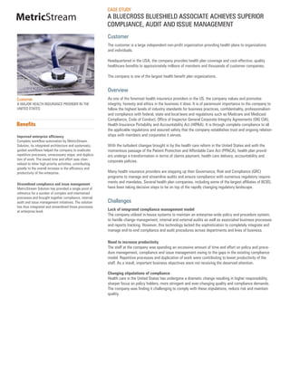 BCBS Associate Achieves Superior Compliance, Audit & Issue Management | PDF