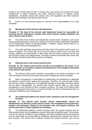 BCBS 223-The internal audit function in banks | PDF