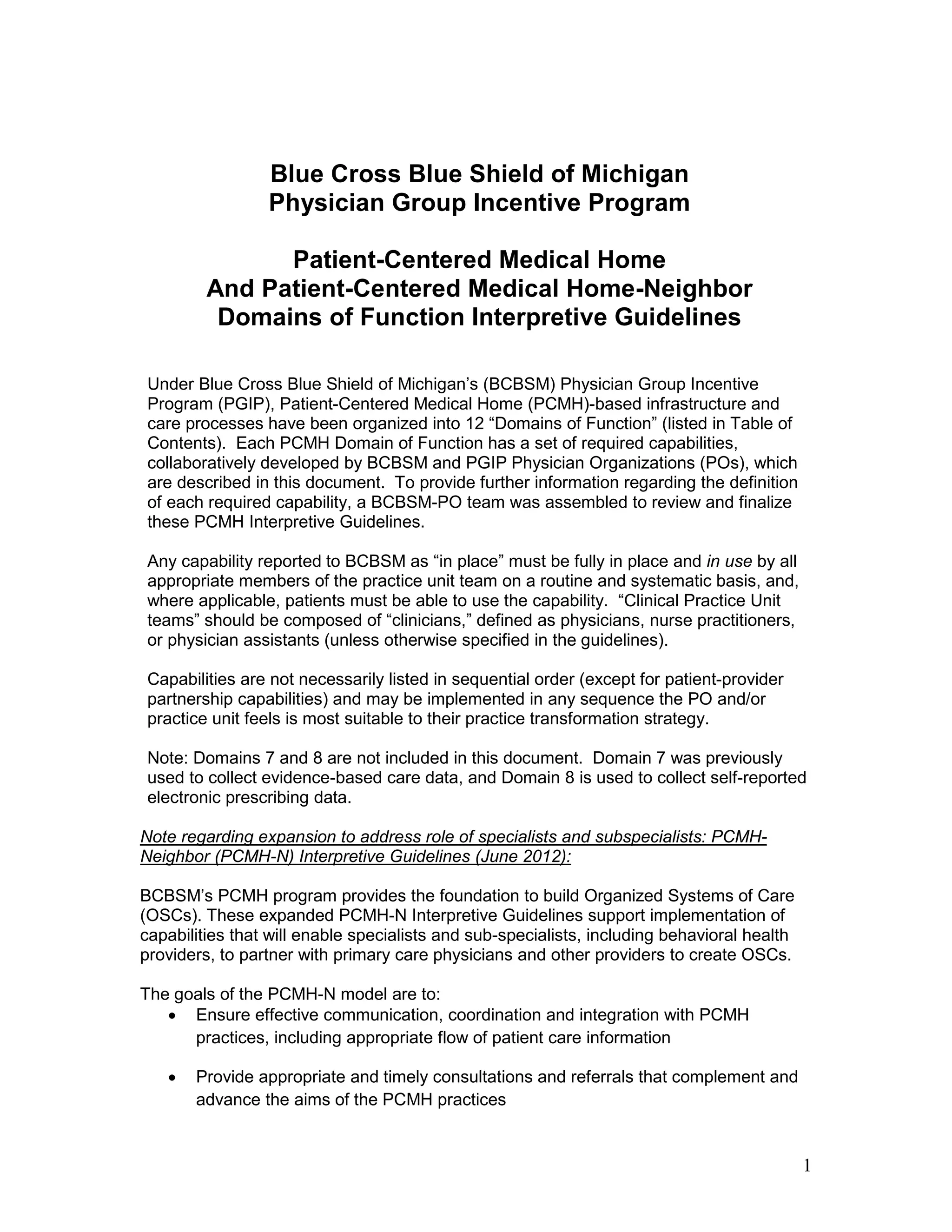 Bcbsm pcmh n-interpretive_guidelines_2013-2014 | PDF