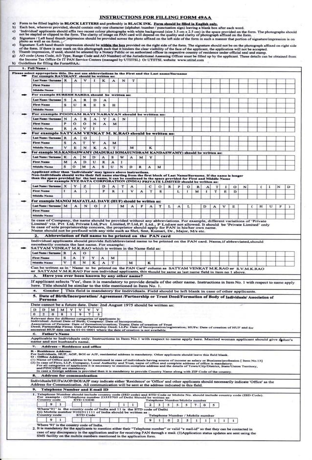 PAN appl Nri Poi oci 49aa | PDF | Personal Taxes | Personal Finance