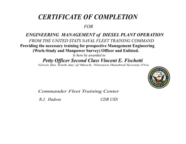 ENGINEERING COMPLETION CERTIFICATE | RTF