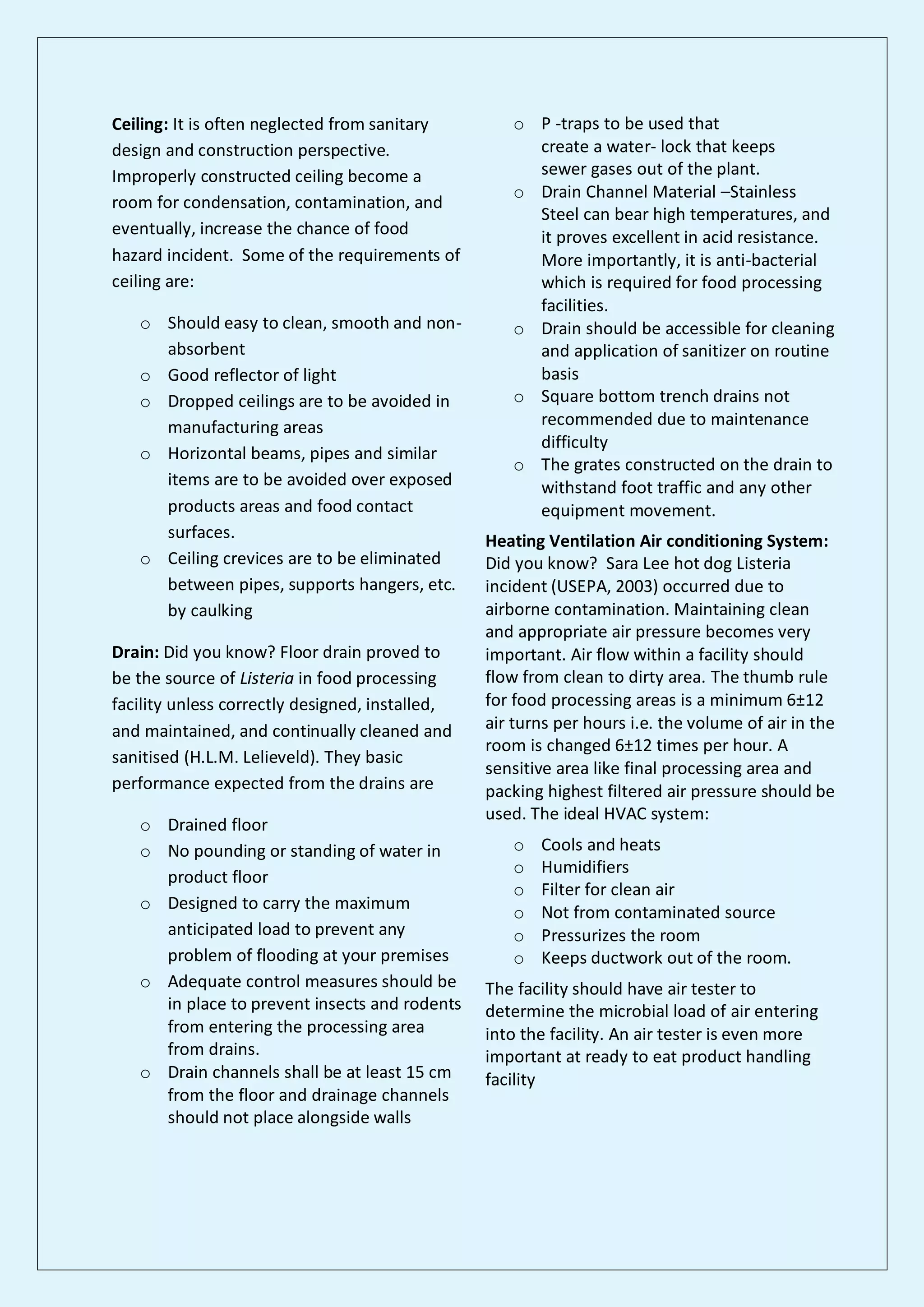 Hygienic facility Structure is a fundamental requirement for food safety | PDF | Indoor ...
