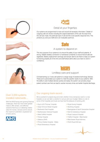 Aid Call Touchsafe Pro Brochure - Hospital | PDF
