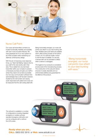 Aid Call Touchsafe Pro Brochure - Hospital | PDF