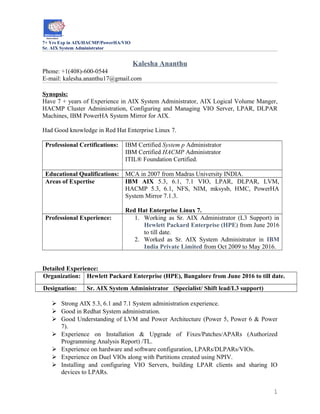 Updated UNIX RESUME 7+Yrs- Kalesha | DOC