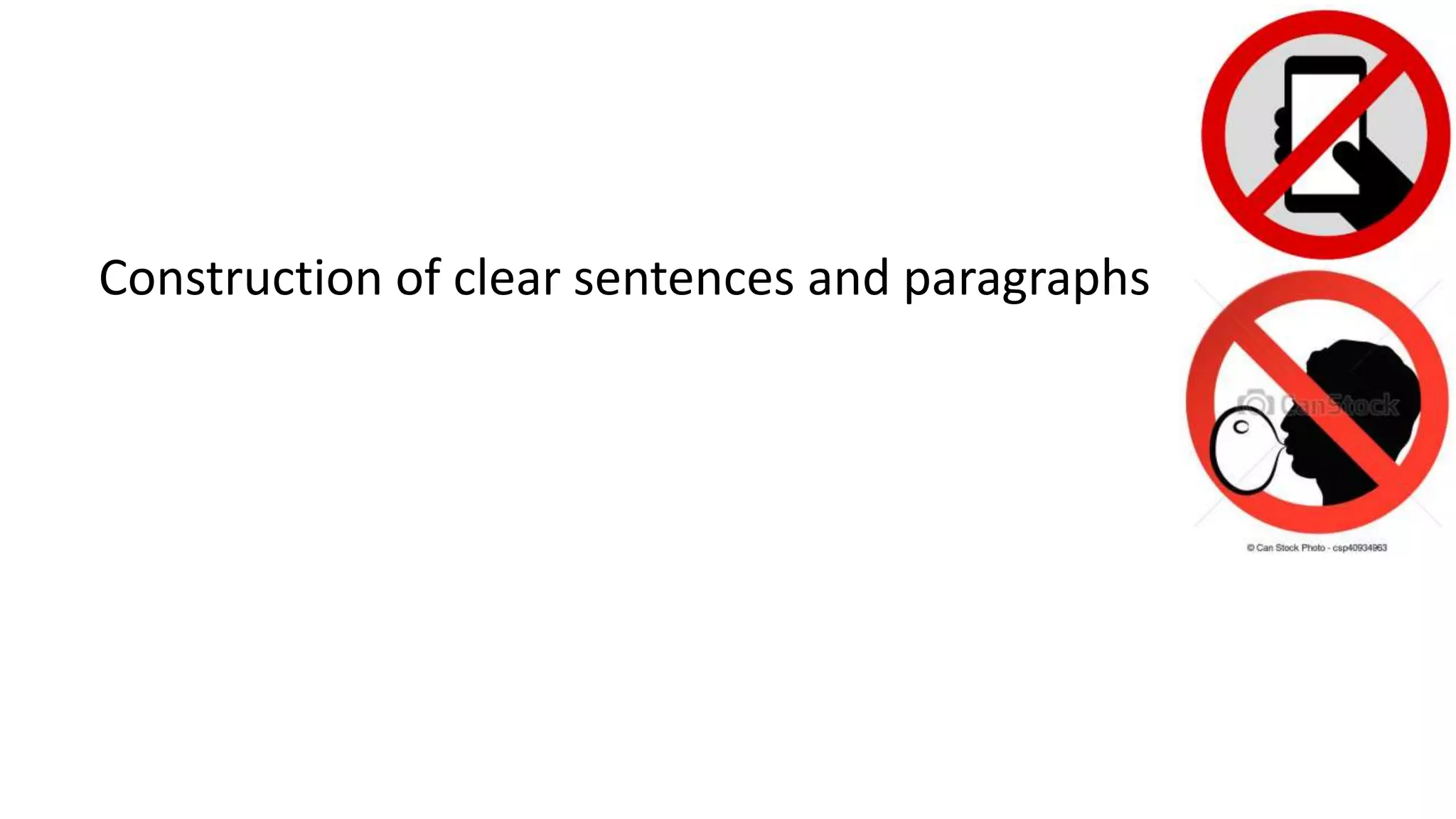 Construction of clear sentences and paragraphs | PPTX