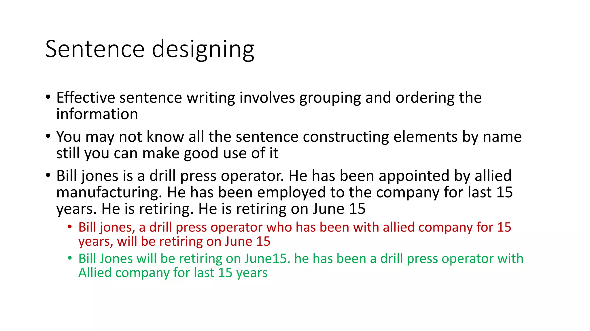 Construction of clear sentences and paragraphs | PPTX