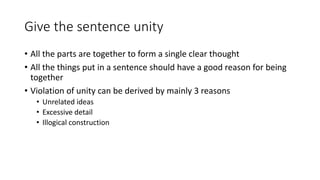 Construction of clear sentences and paragraphs | PPTX