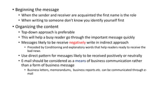 Writing process and an introduction to Business Messages | PPTX