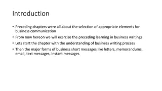 Writing process and an introduction to Business Messages | PPTX