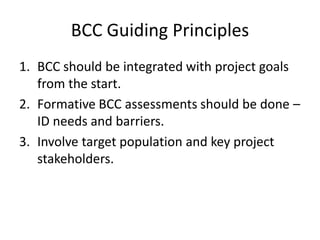 Bcc training campaign objectives | PDF
