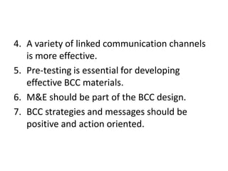 Bcc training campaign objectives | PDF