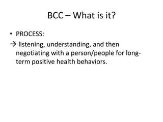 Bcc training concept and practice | PDF