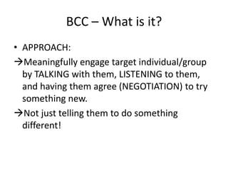 Bcc training concept and practice | PDF