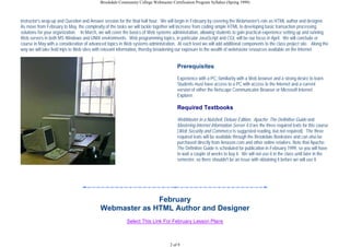 BCC Webmaster Certification Program Syllabus (Spring 1999) | PPT