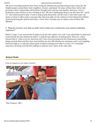 Leadership Education and Development spotlight on Peter Swanson | PDF