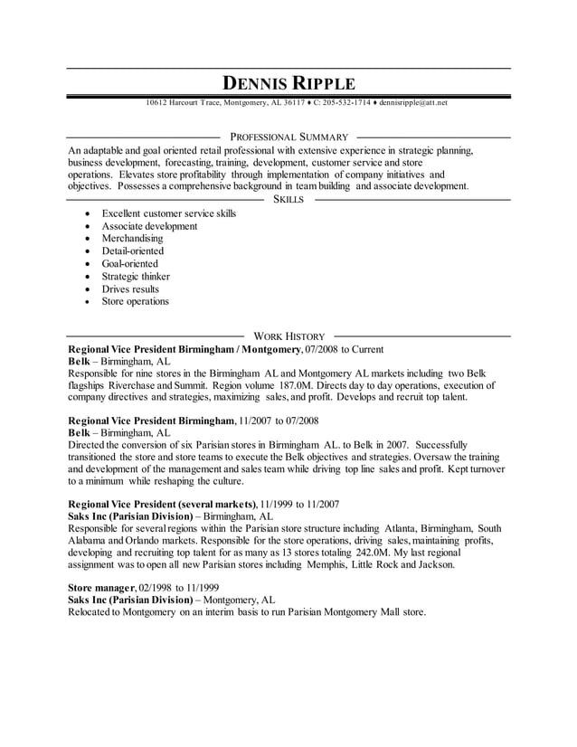 Dennis resume | DOCX | Sales | Business
