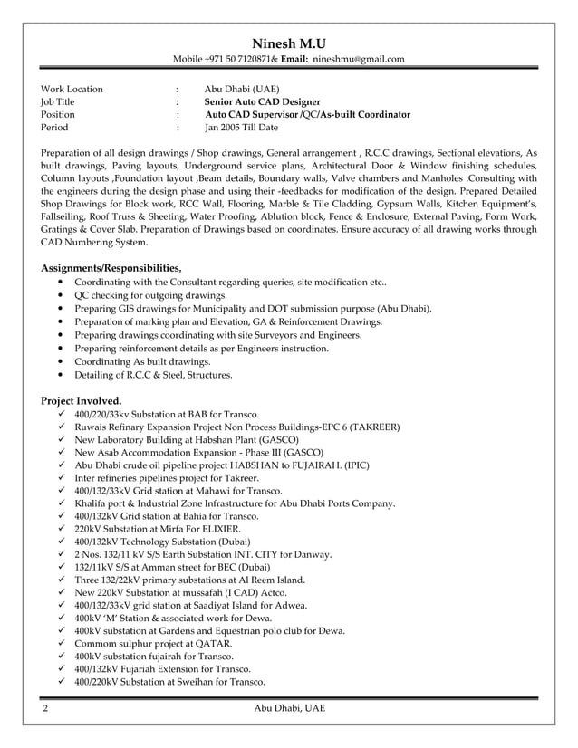 NINESH MU__CV | PDF | Civil Engineering Industry | Industries