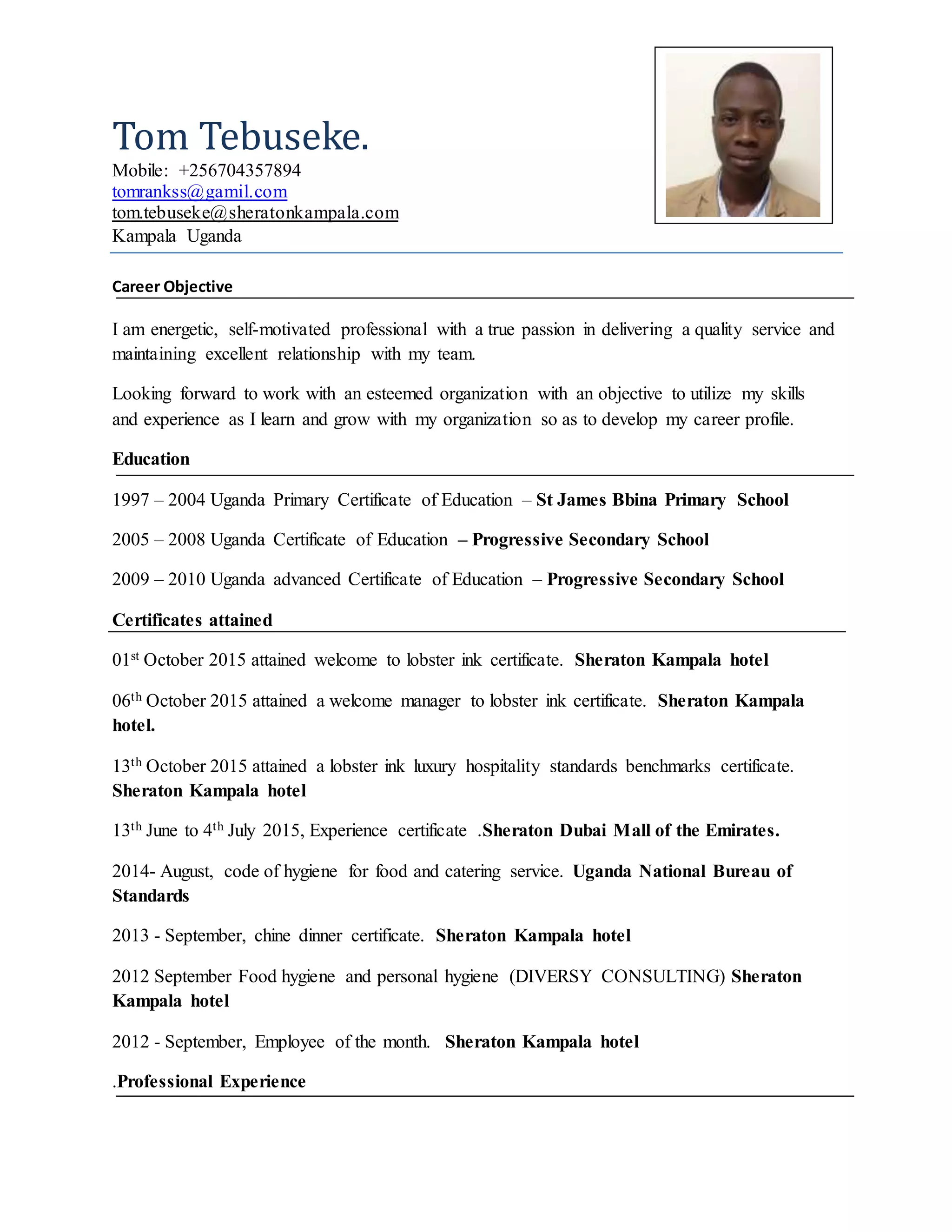 TEBUSEKE TOM CV - Copy | DOCX