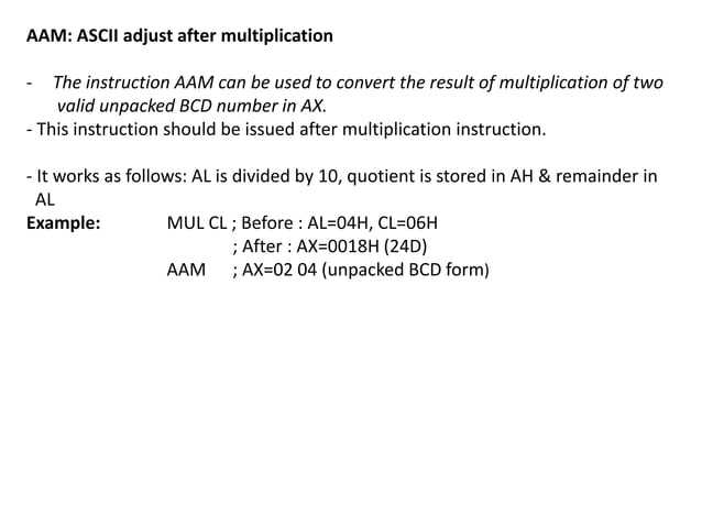 Bcd And Ascii Arithmetic Instructions Ppt