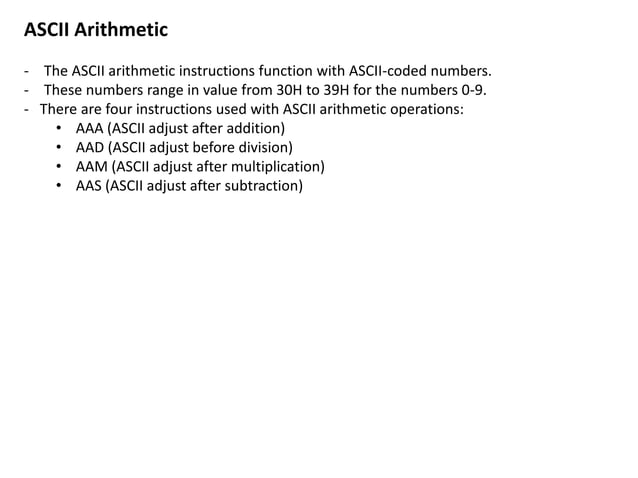 Bcd Arithmetic Instructions Ppt