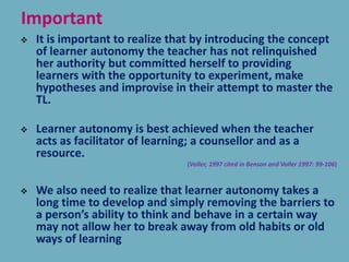 Developing Learner Autonomy in an EFL context_3 | PPTX