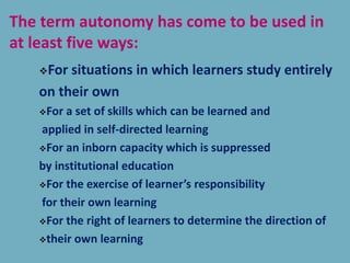 Developing Learner Autonomy in an EFL context_3 | PPTX